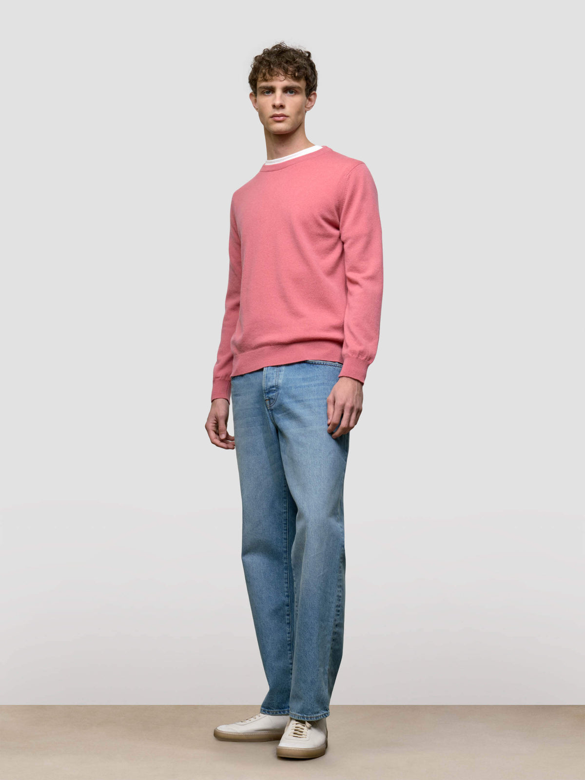 Mens Heriot Crew Sandrose Pink Cashmere Sweater - Begg x Co
