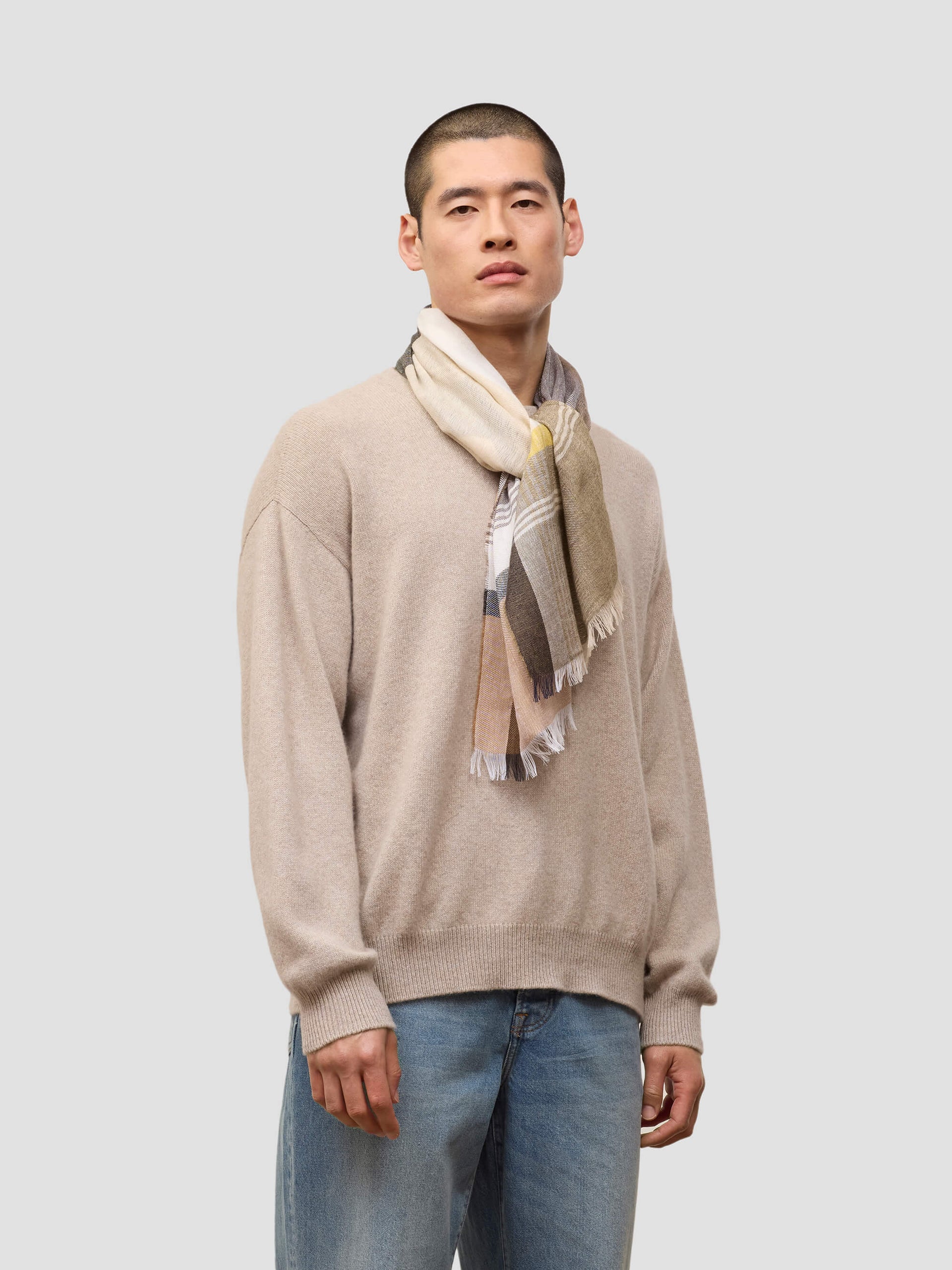 Mens Fiji Duncan Natural Cashmere Blend Scarf - Begg x Co