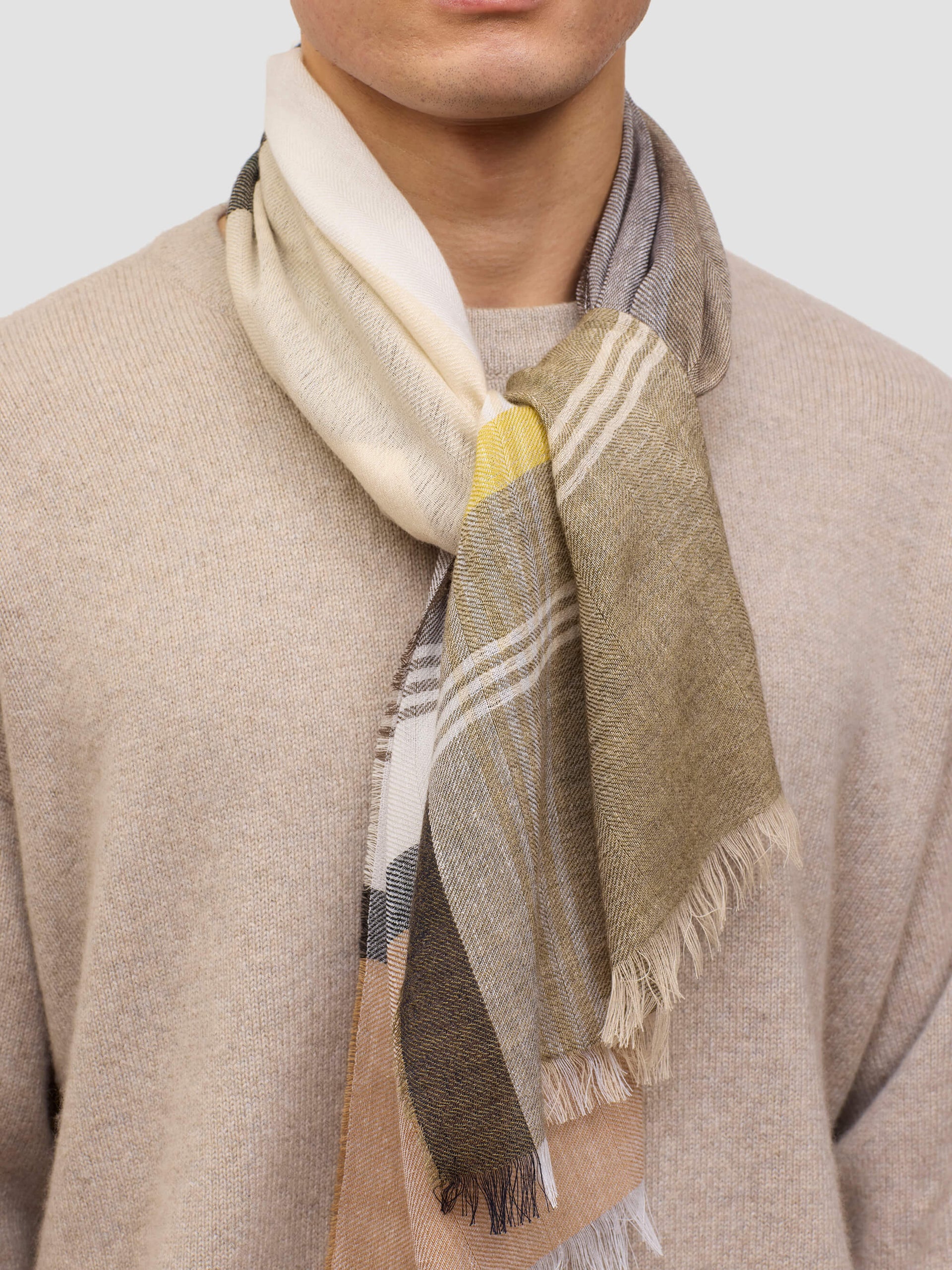Mens Fiji Duncan Natural Cashmere Blend Scarf - Begg x Co