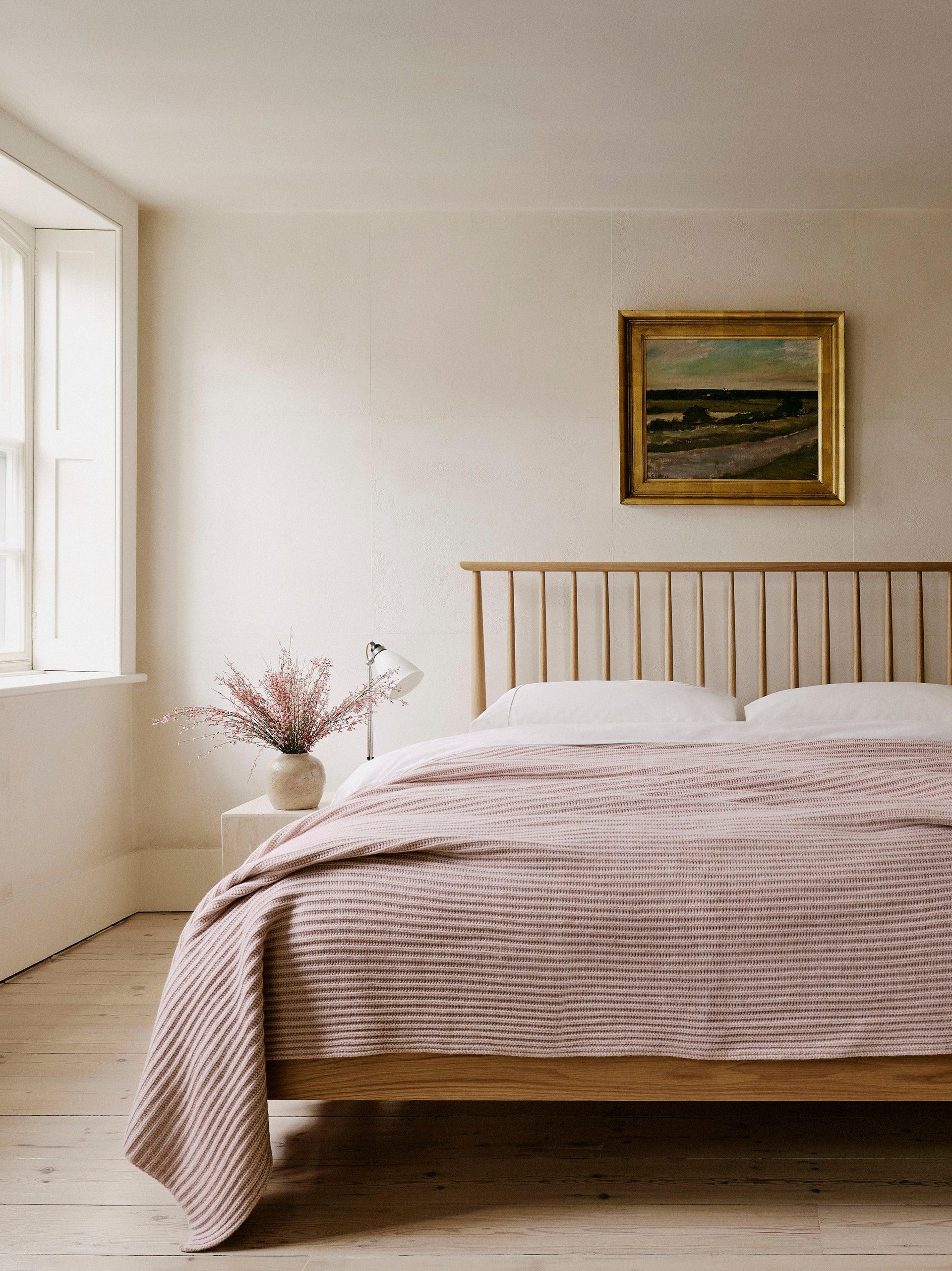 Furrow Knitted Cashmere Blanket Shell Pink | Begg x Co