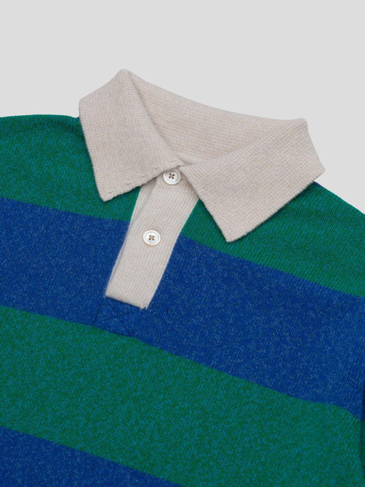 Mens Hooped Cashmere Rugby Sweater Emerald Sky - Begg x Co